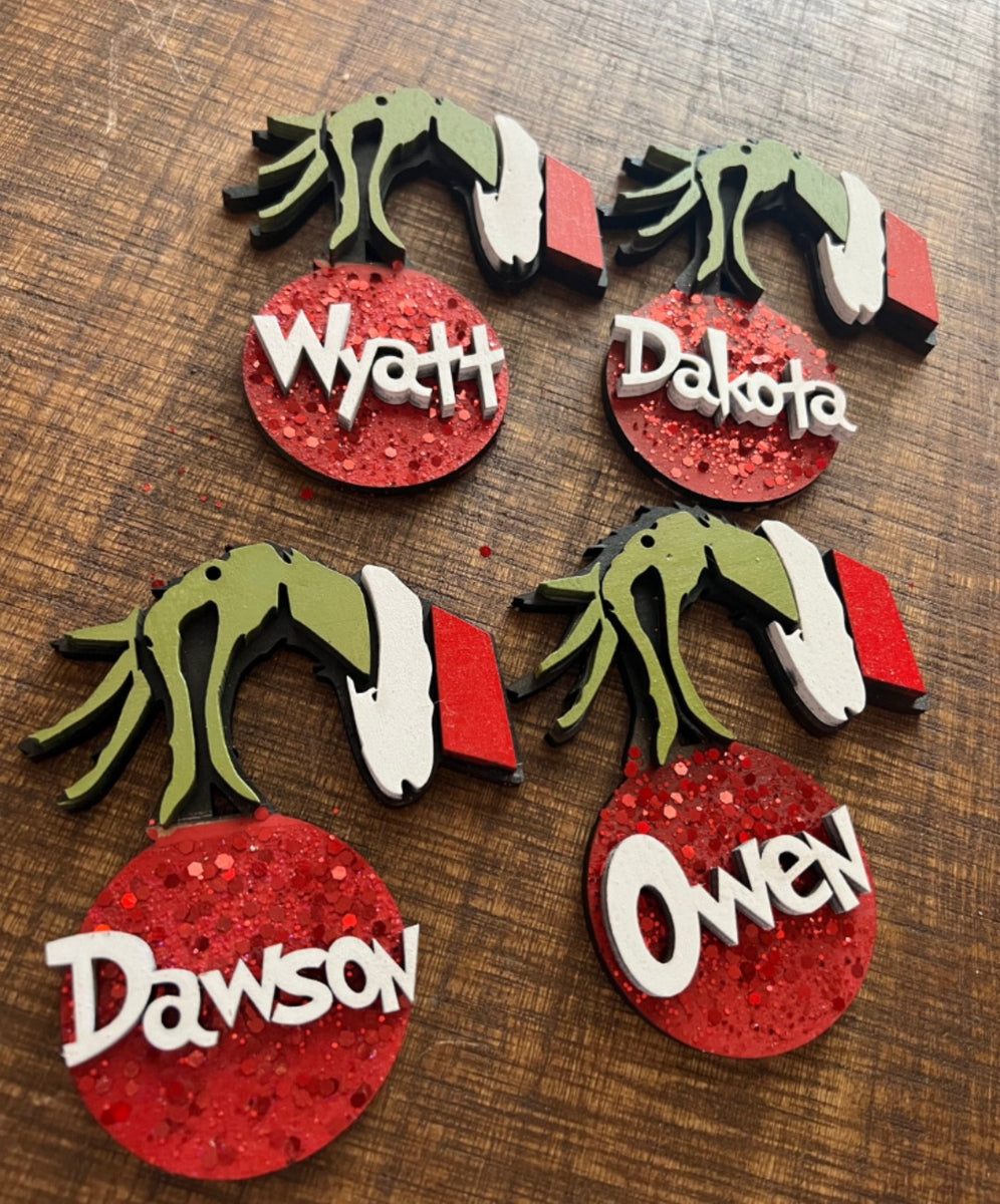 Grinch Name Ornament / Stocking Tag – Misners Makings